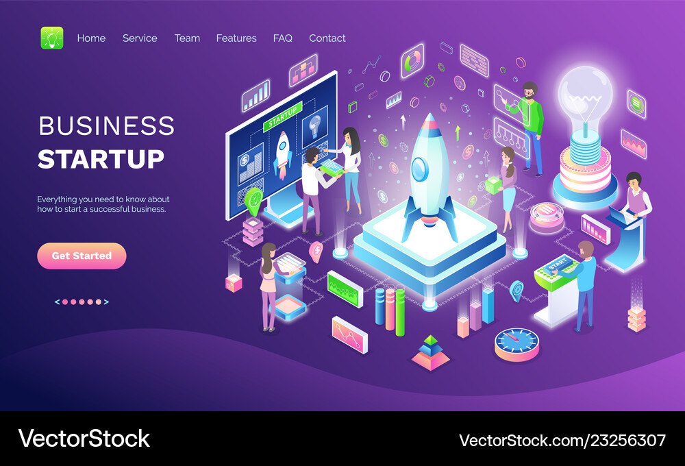 Business startup online web banner invention Vector Image