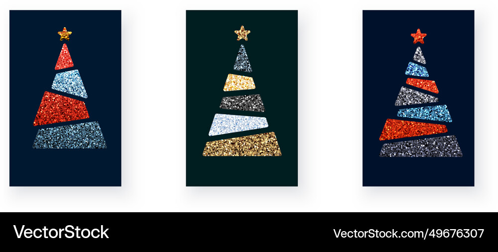 Colorful geometric textured christmas trees Vector Image