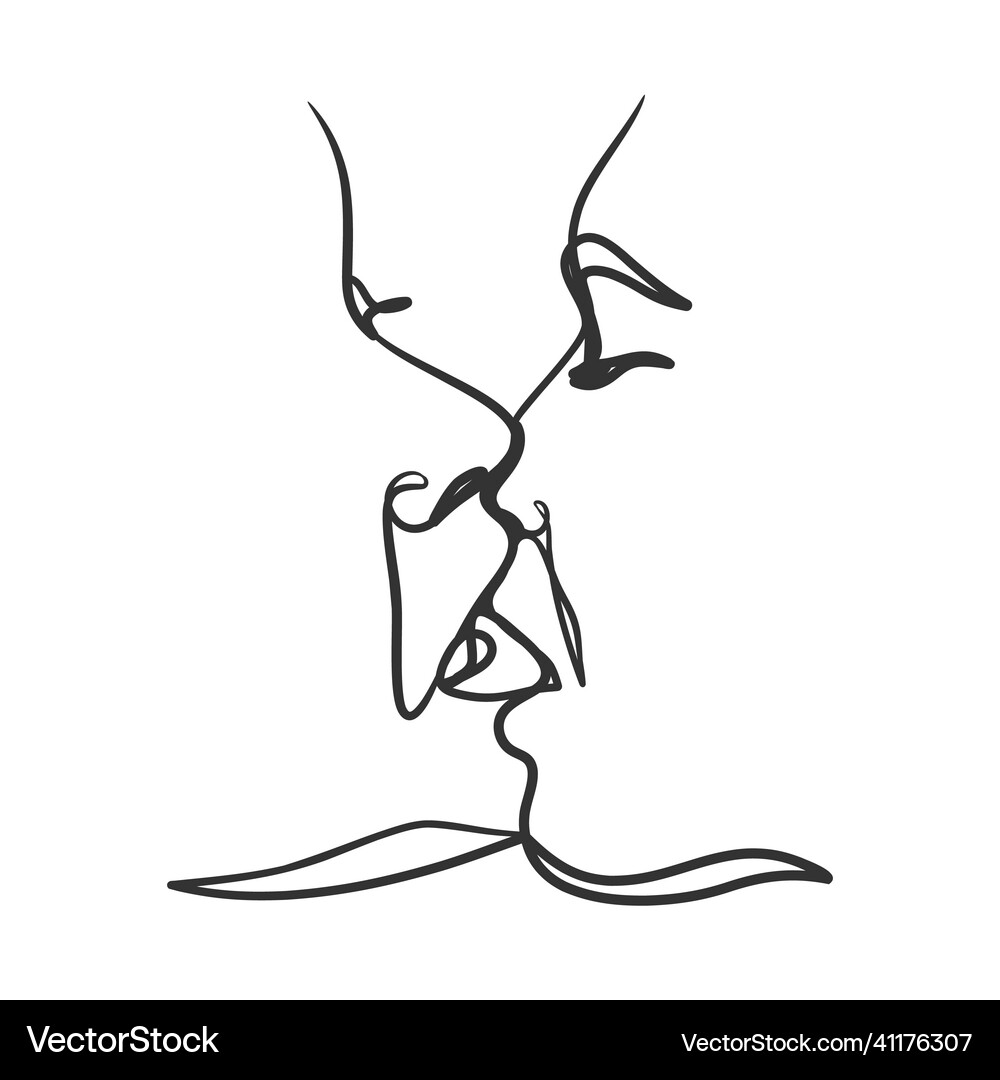 Continuous line art drawing couple line art man Vector Image