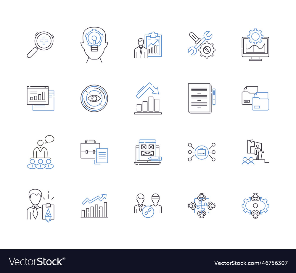 Department workflow outline icons collection Vector Image Department workflow outline icons collection Vector Image