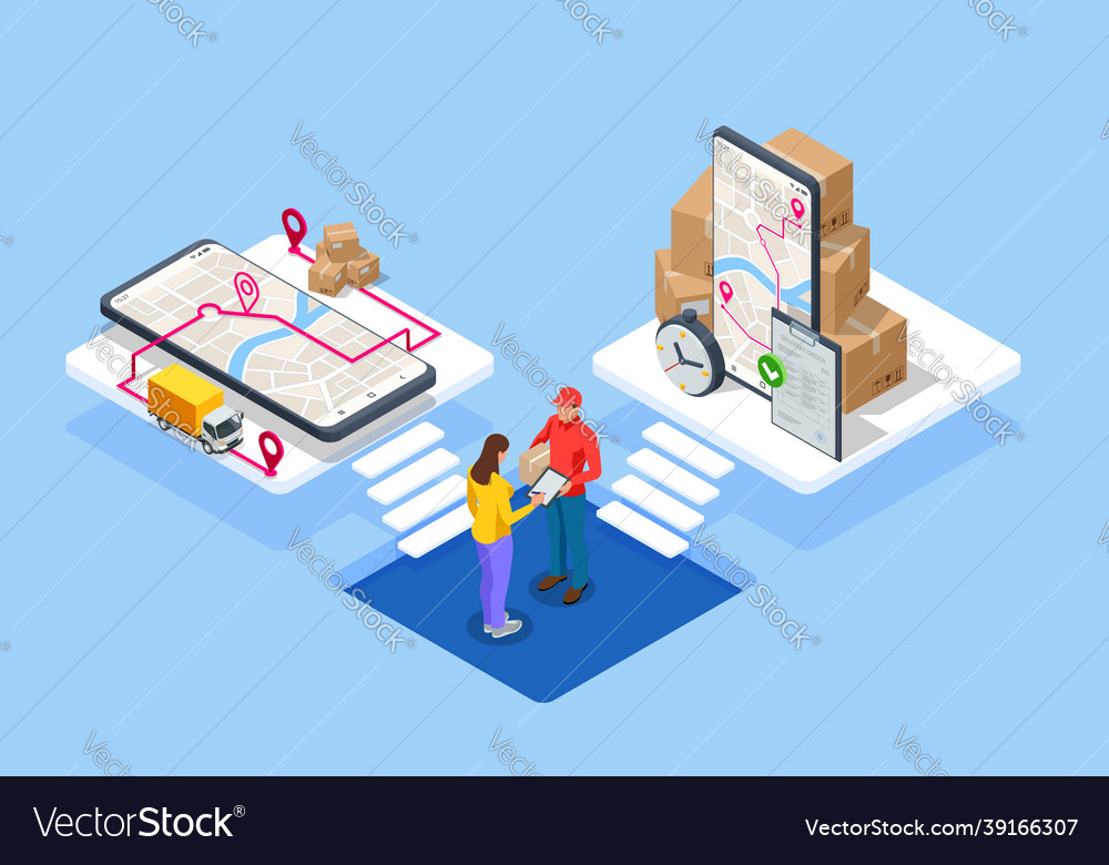 Global logistics network isometric Royalty Free Vector Image