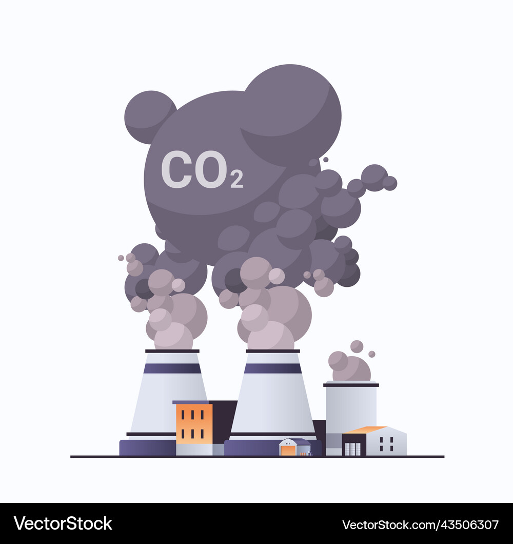 High concrete chimney emits co2 and dangerous Vector Image