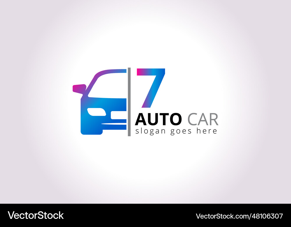 Letter 7 car logo design template inspiration Vector Image