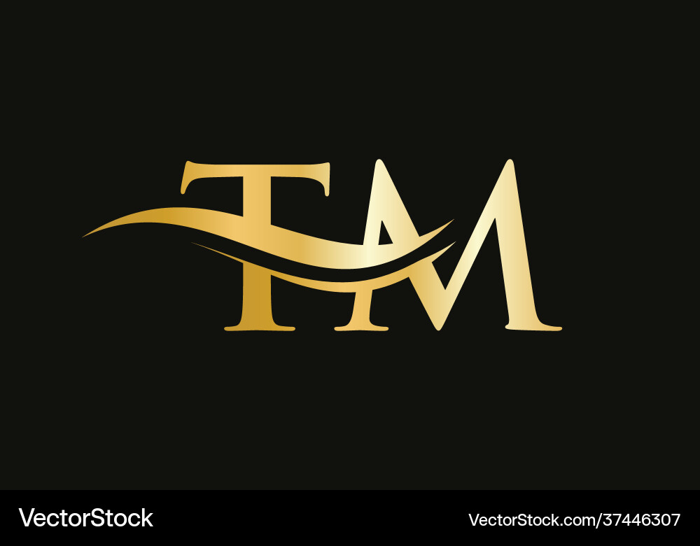 Premium letter tm logo design with water wave Vector Image