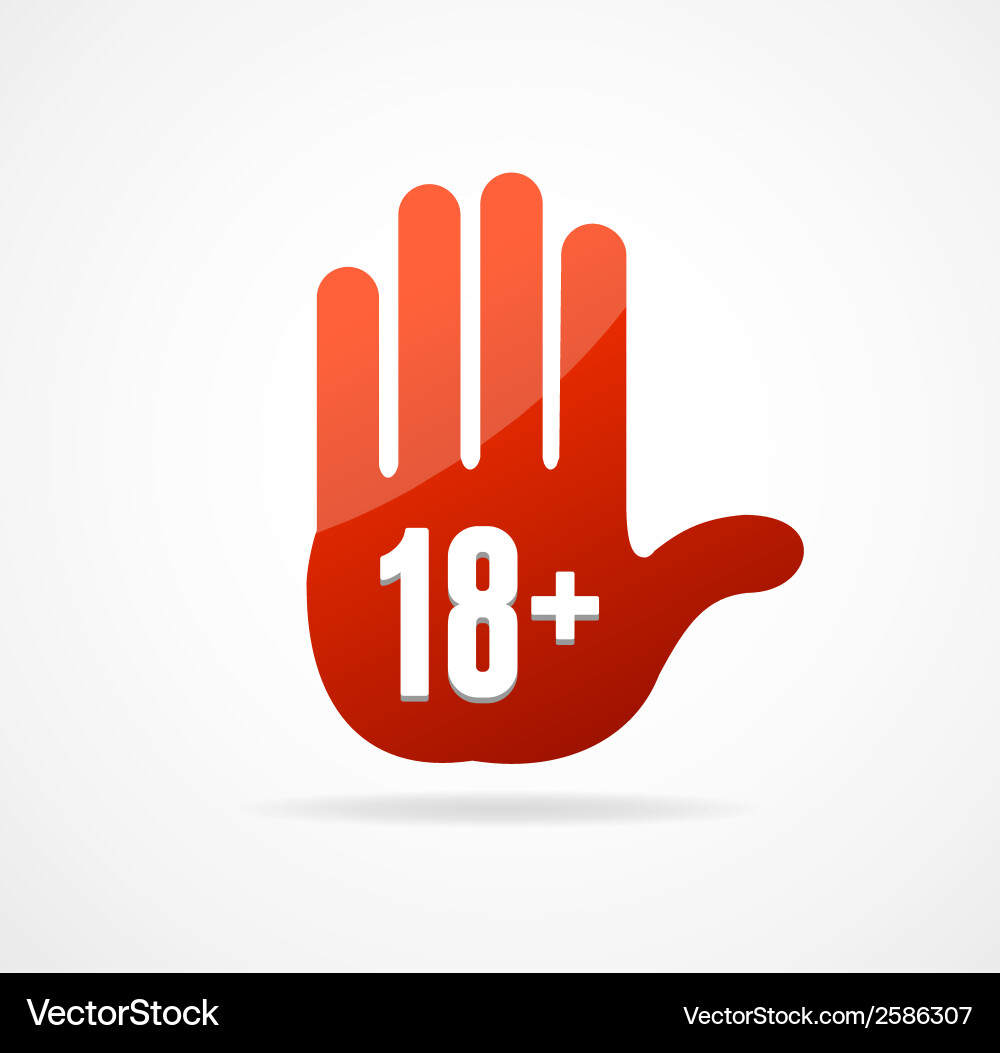 Round icon 18 sign like hand Royalty Free Vector Image