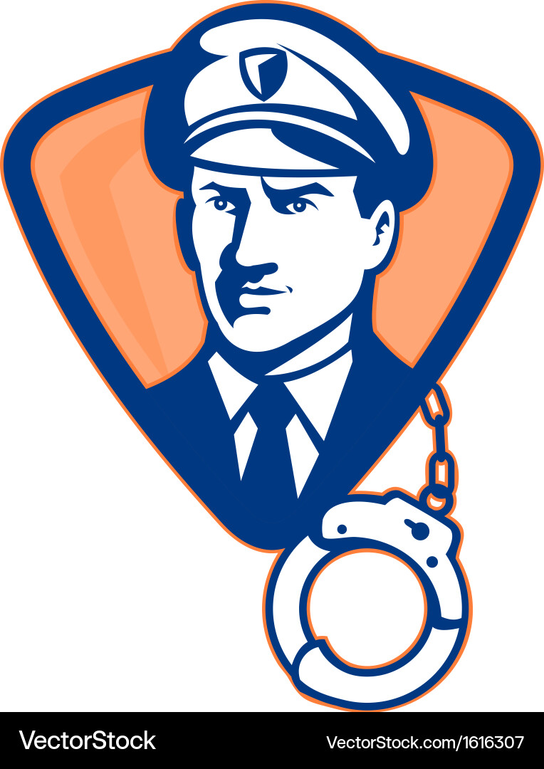Security guard or police officer with handcuff Vector Image