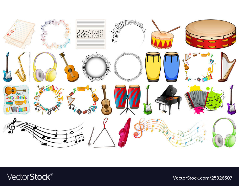 Set music instrument Royalty Free Vector Image