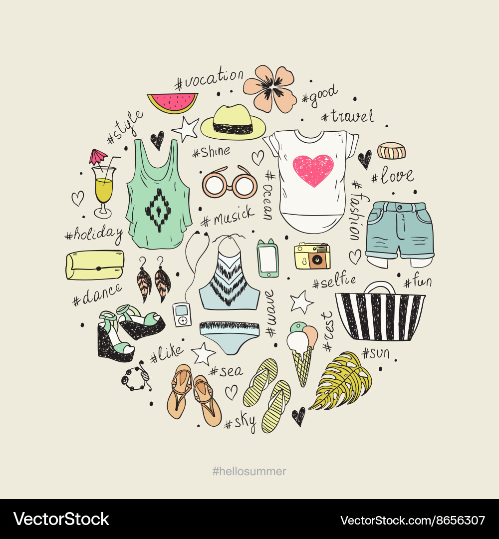 Summer style Woman summer clothes Royalty Free Vector Image