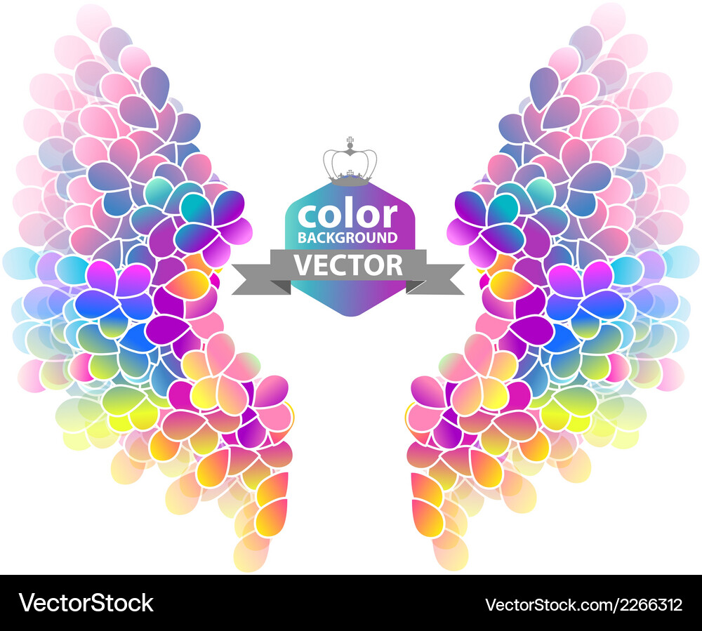 Bright color floral background with wings Vector Image