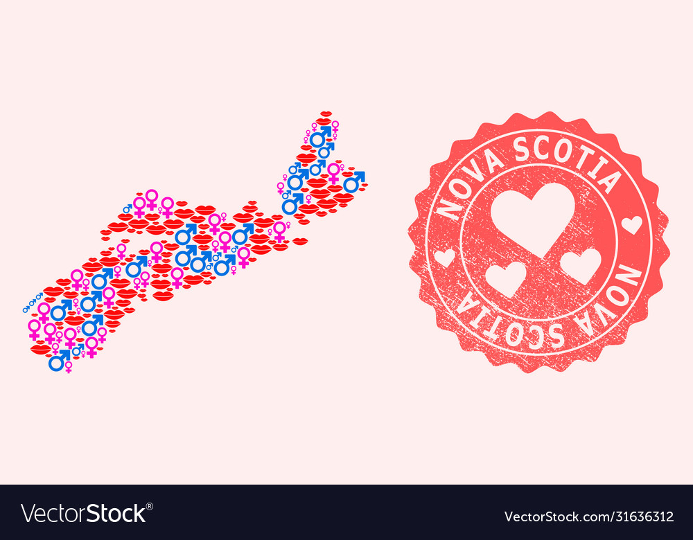 Collage love smile map nova scotia province Vector Image