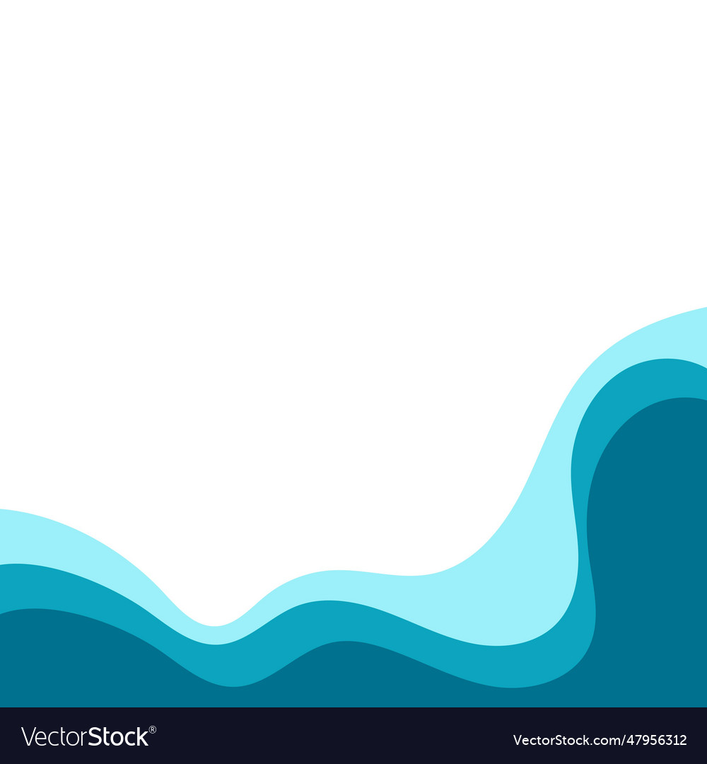 Corner frame water design elements isolate waves Vector Image