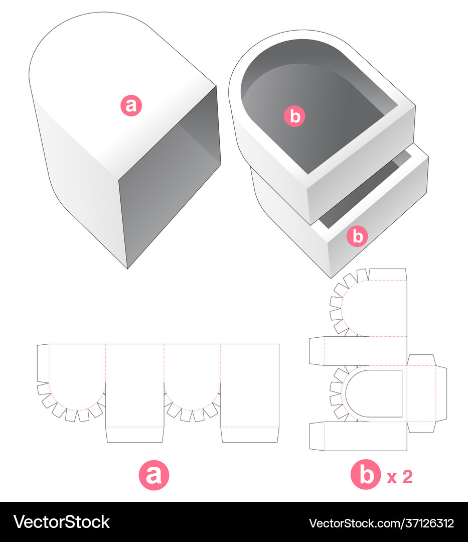 Double round tray with cover die cut template Vector Image