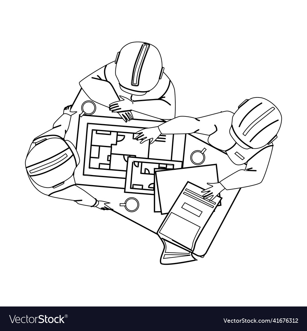 Engineers researching construction plan Royalty Free Vector