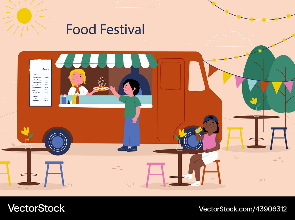 Flat design food festival Royalty Free Vector Image