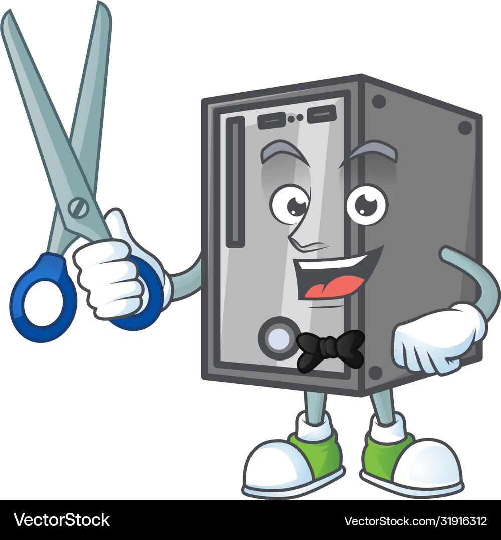 Happy smiling barber cpu mascot design style Vector Image