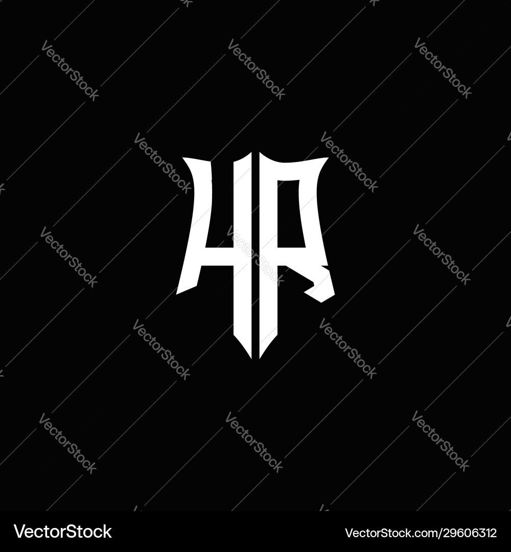 Hr monogram letter logo ribbon with shield style Vector Image