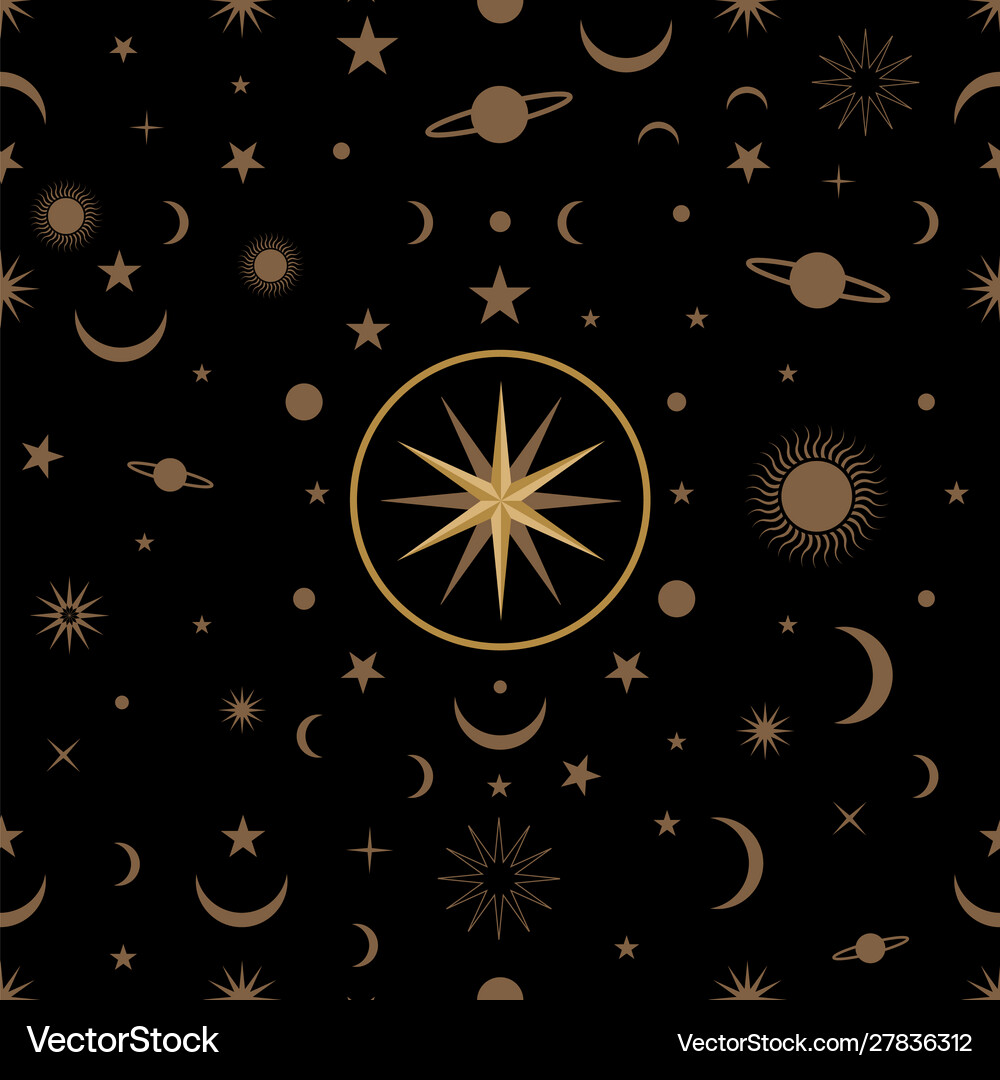 Moon And Stars Pattern Moon Stars Fabric, Wallpaper And Home Decor