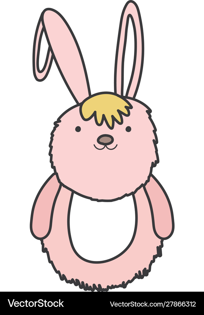 Pink fluffy rabbit adorable toy icon Royalty Free Vector