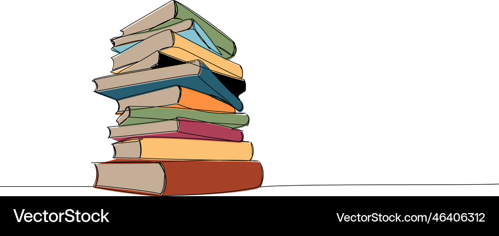 Stack of different sizes of books one line colored