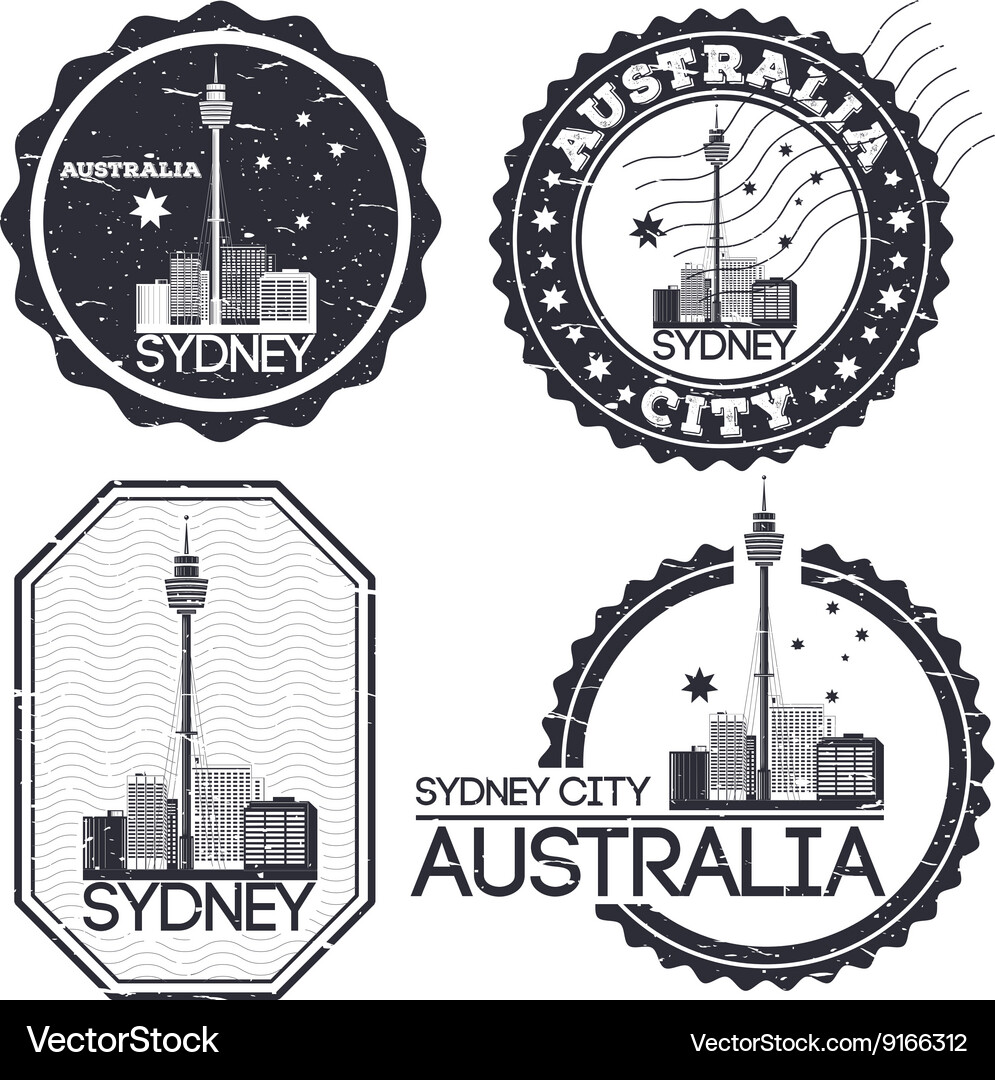Sydney city stamps Royalty Free Vector Image - VectorStock
