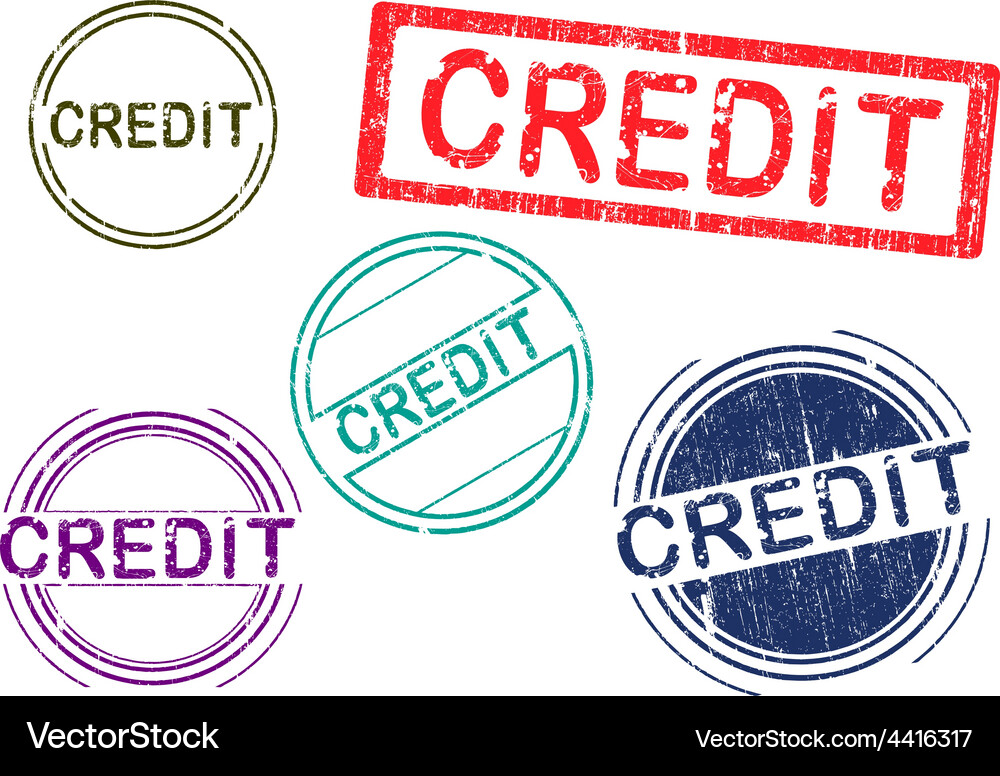 5 grunge stamps credit Royalty Free Vector Image