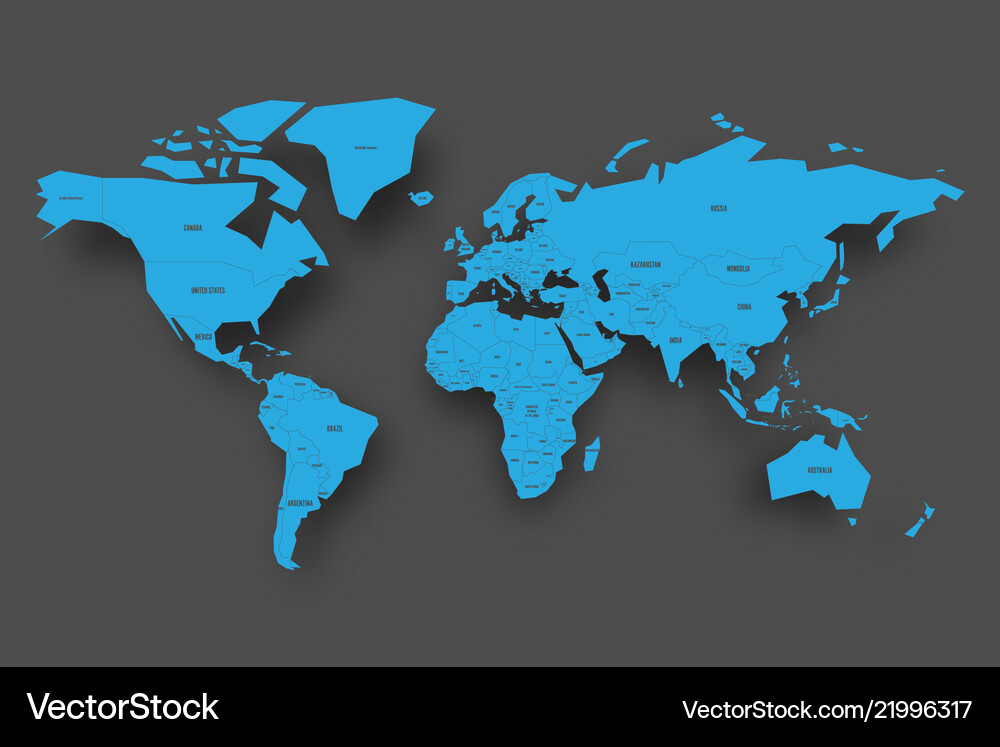 Blue map of world on grey background Royalty Free Vector