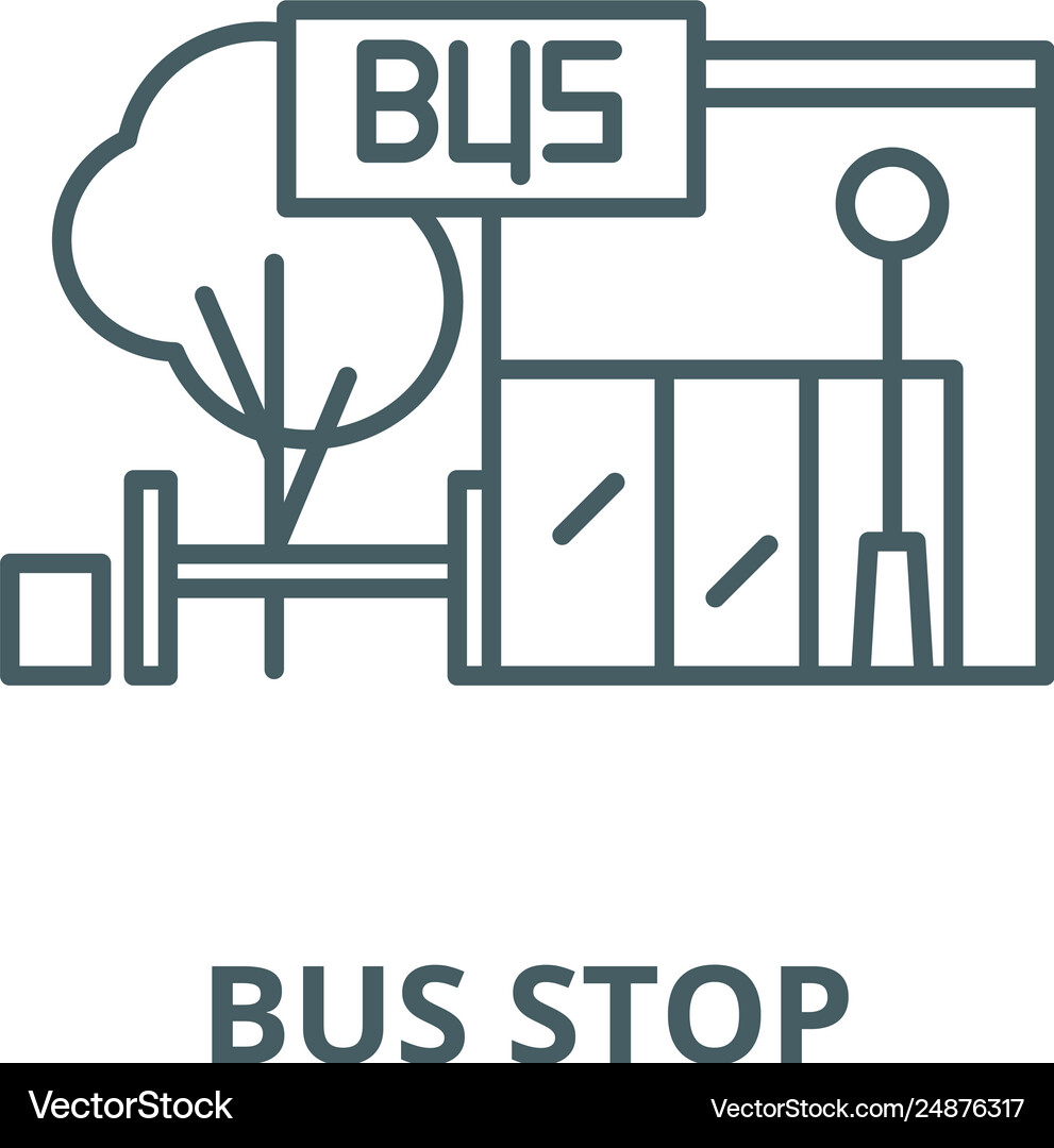 Bus stop line icon stop outline sign Royalty Free Vector