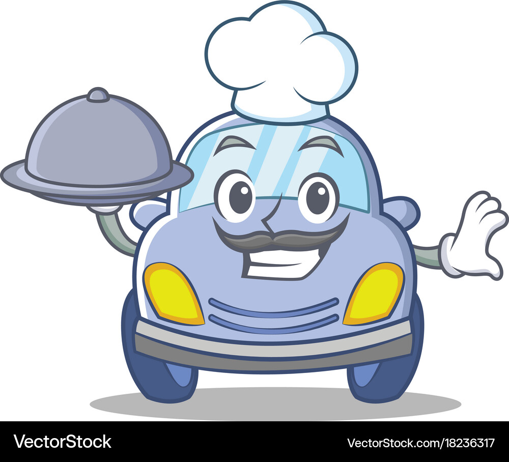 Chef cute car character cartoon Royalty Free Vector Image
