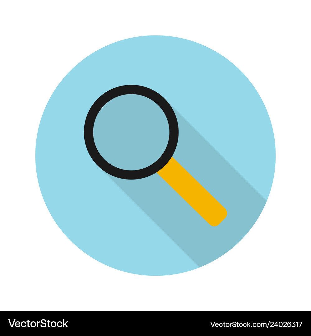 Con magnifying glass with shadow flat sign Vector Image