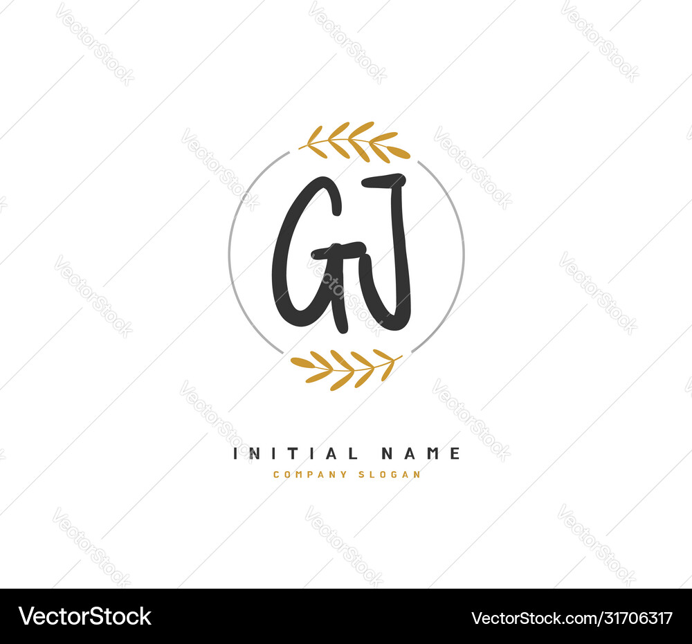 G j gj beauty initial logo handwriting Royalty Free Vector