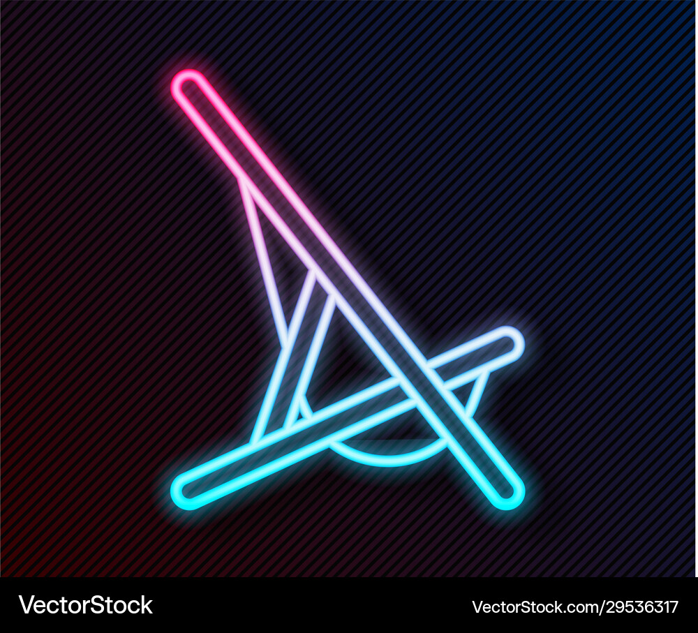 Glowing neon line sunbed icon isolated on black Vector Image
