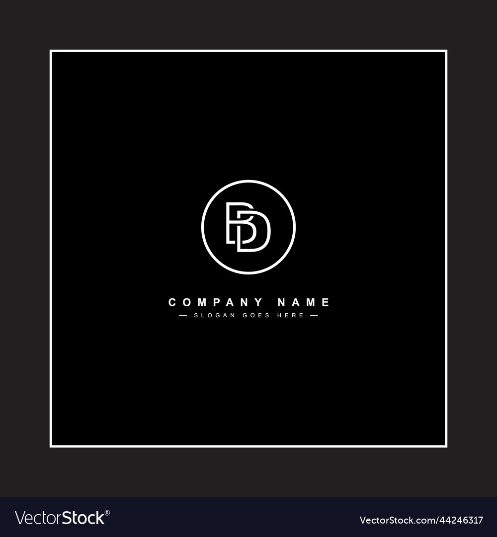 Initial Letter Bd Logo Minimal Monogram Vector Image