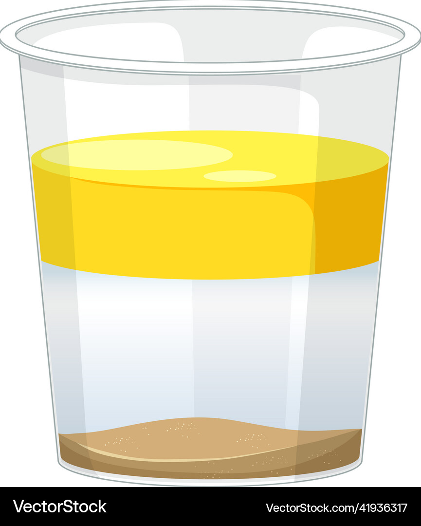 Insoluble liquid with three layers in a glass Vector Image
