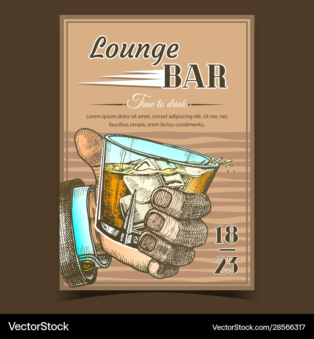 Lounge alcoholic bar advertising banner Royalty Free Vector