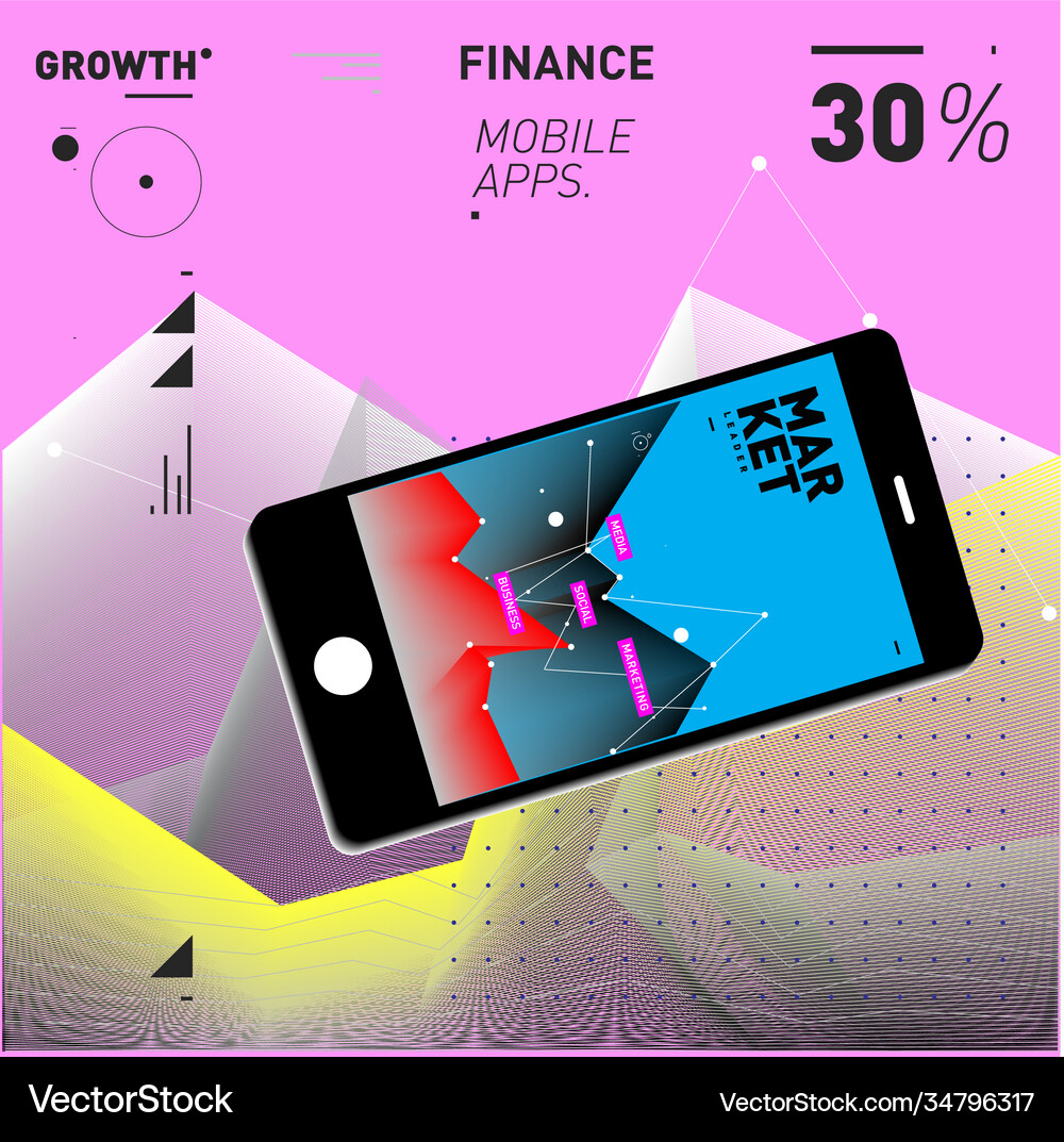 Mobile apps digital marketing smart phone Vector Image