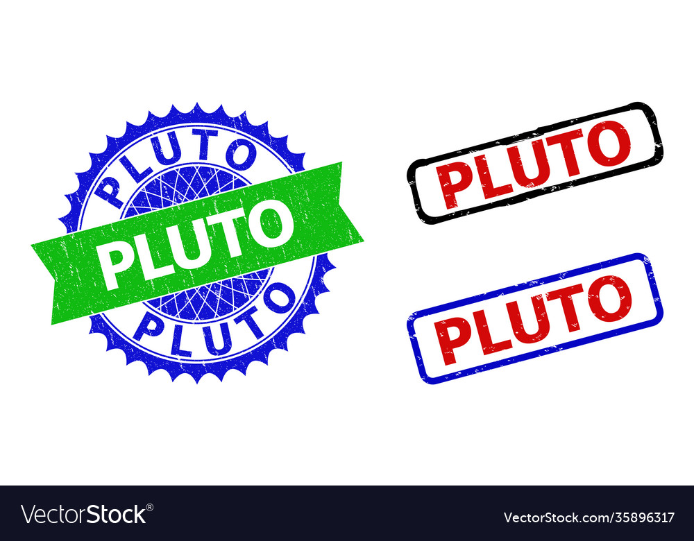 Pluto rosette and rectangle bicolor watermarks Vector Image