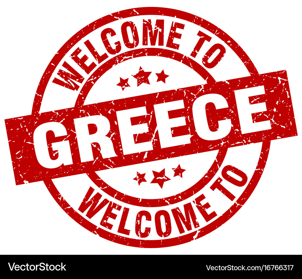 Welcome to greece red stamp Royalty Free Vector Image