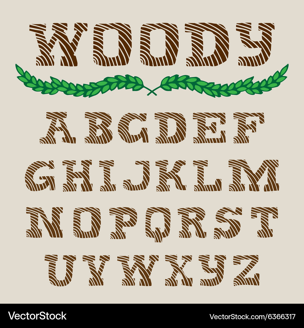 Woody - hand drawn alphabets handwriting striped Vector Image