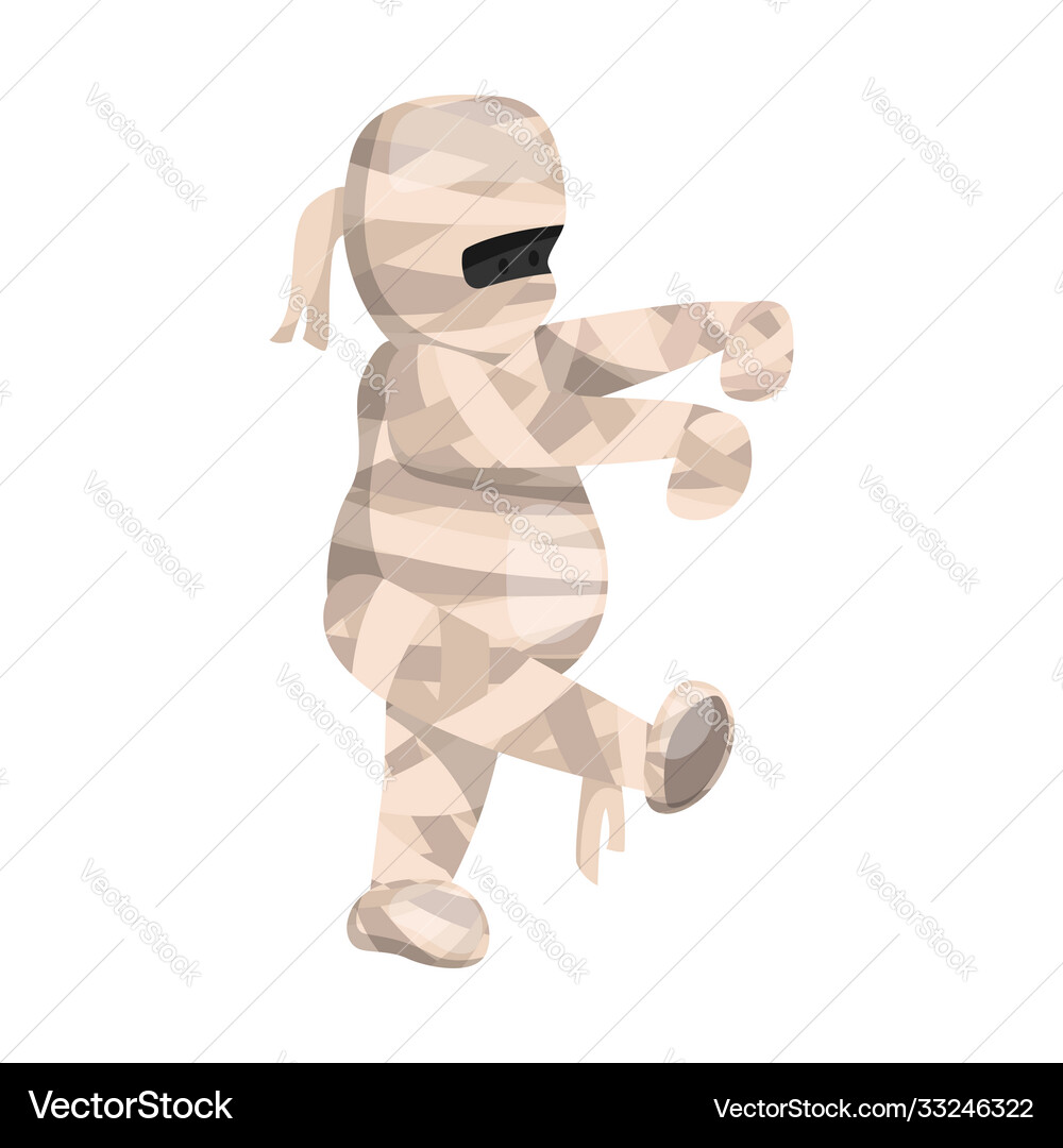 Cartoon cute walking mummy character Royalty Free Vector
