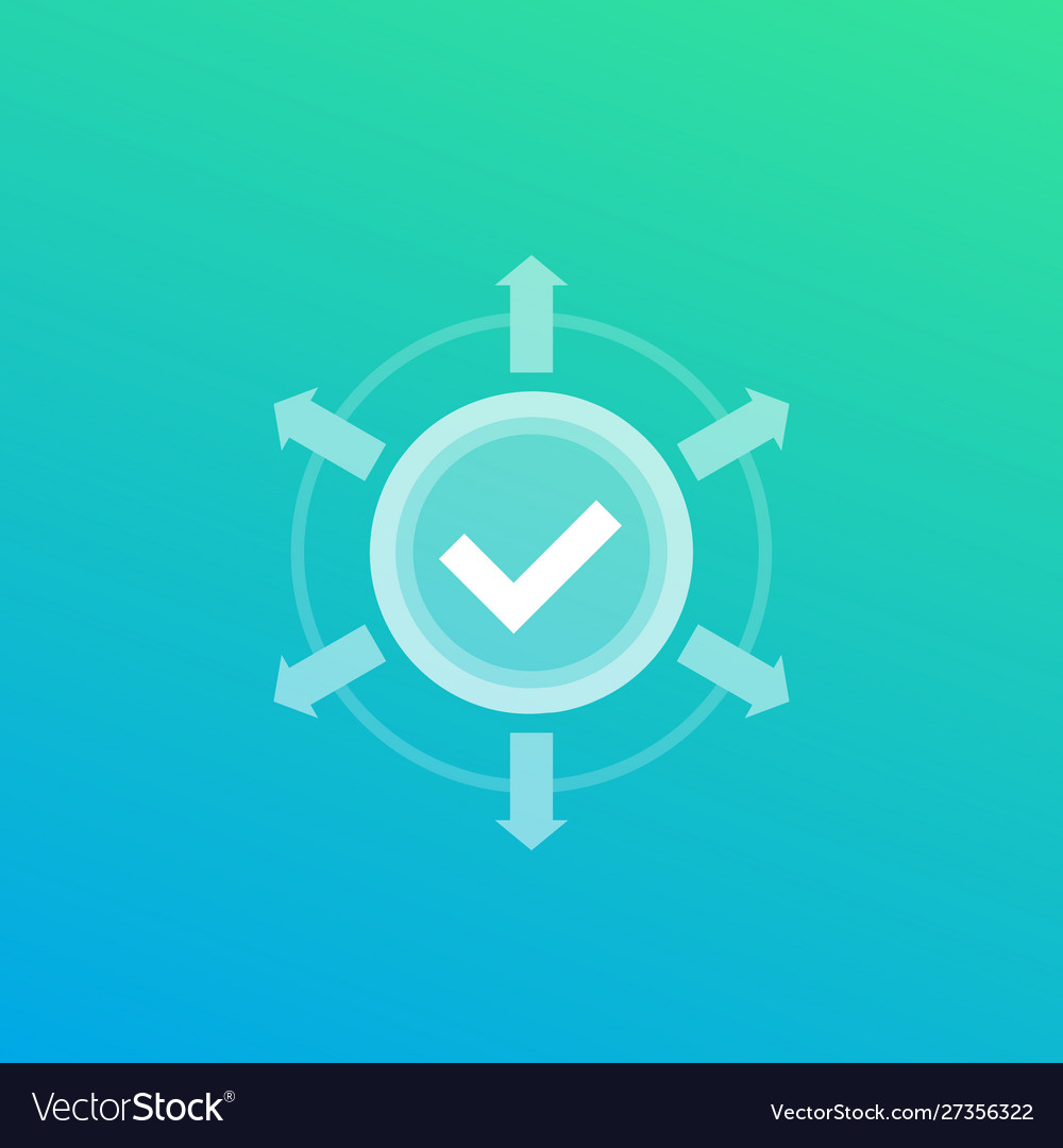 Checkmark with arrows Royalty Free Vector Image