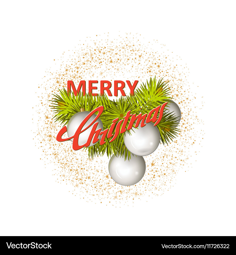 Christmas card with lettering merry Royalty Free Vector