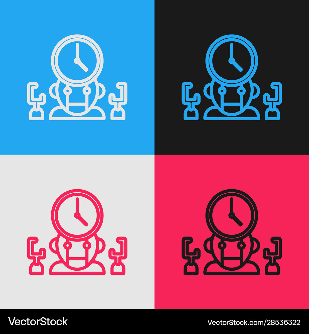 Color line robot and digital time manager icon Vector Image