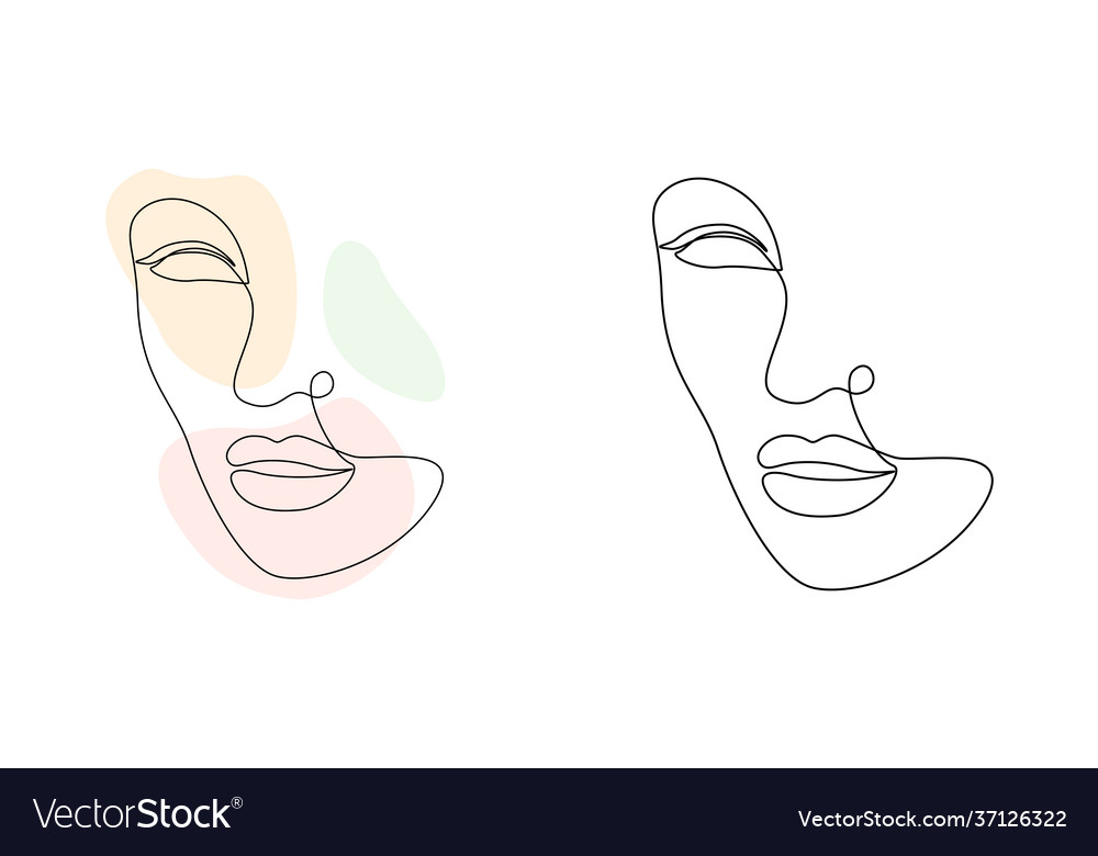 Continuous line art woman face with abstract Vector Image