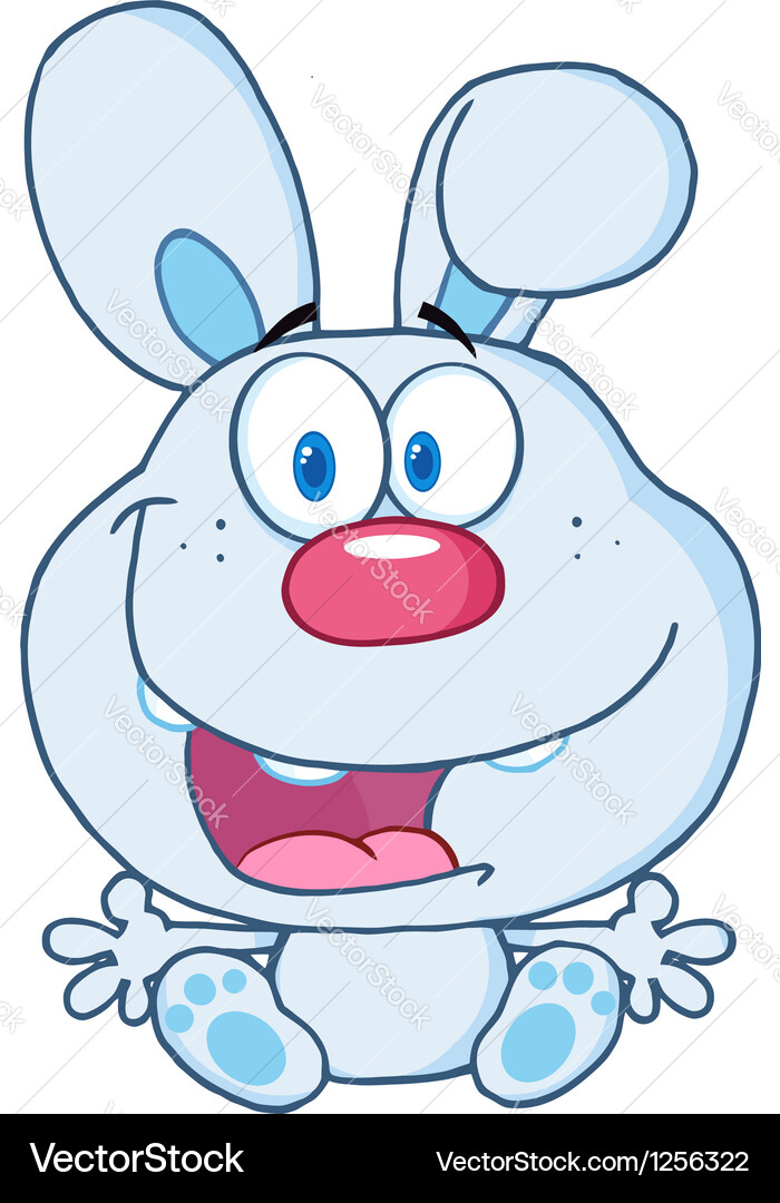 Cute Blue Bunny Cartoon Character Royalty Free Vector Image