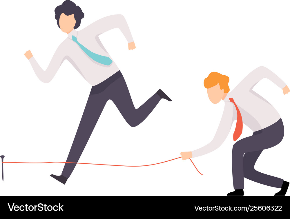 Envious businessman tripping his successful Vector Image