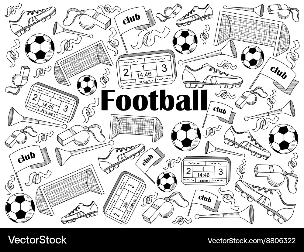 Football colorless set Royalty Free Vector Image