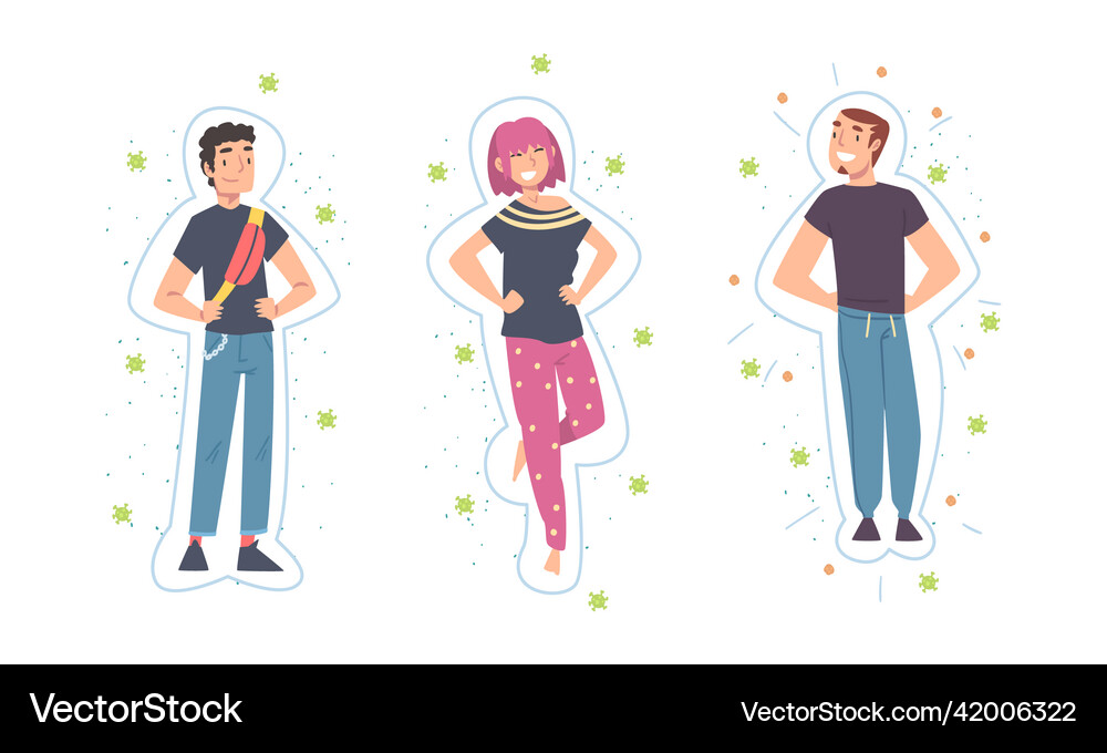 Happy people with healthy immune system set virus Vector Image