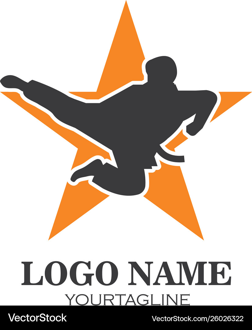 Karatetaekwondo kick logo template Royalty Free Vector Image
