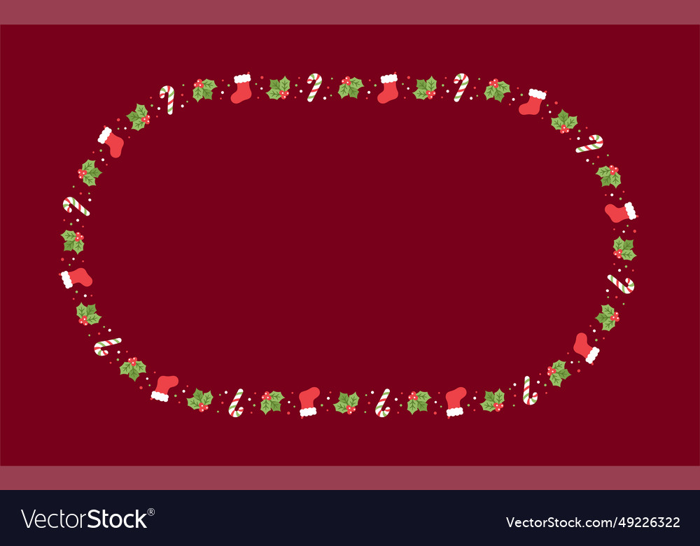 Oval christmas frame border winter holiday Vector Image