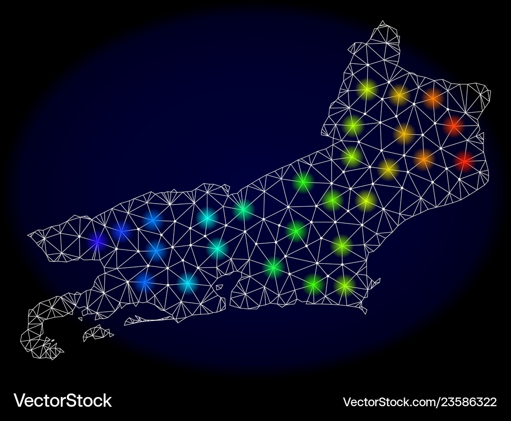 Polygonal network mesh map of rio de janeiro state